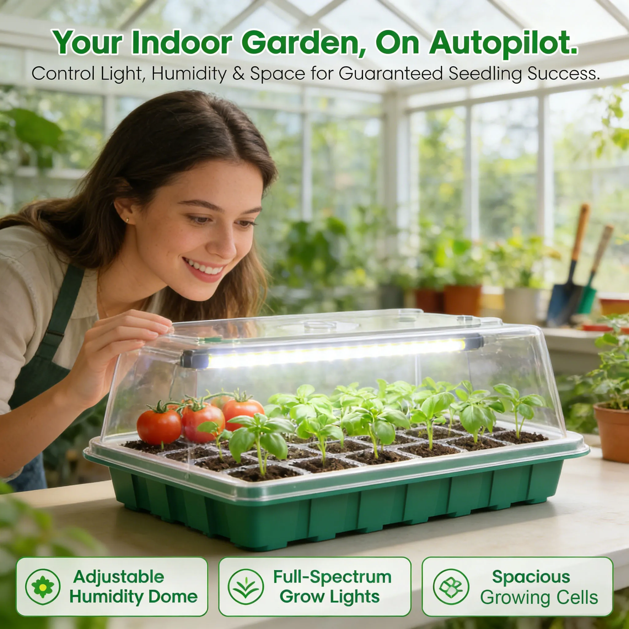 🌱Indoor Seed Starter Kit with Adjustable Humidity & Grow Lights – Fast ...