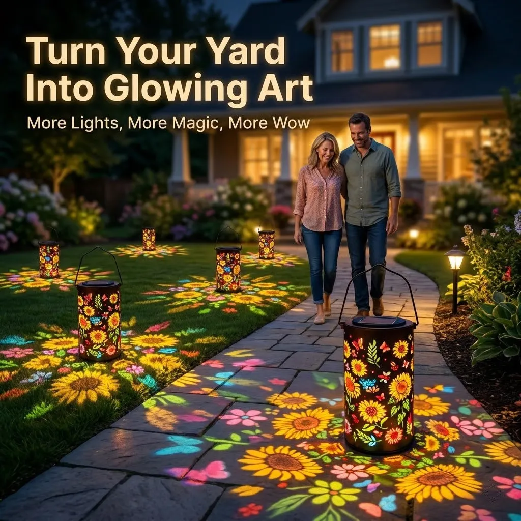 Solar Lanterns with Projection – Sunflower & Butterfly Ground Art Lights 🌼